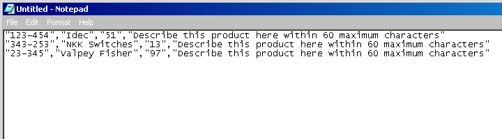 Inventory File Upload Sample